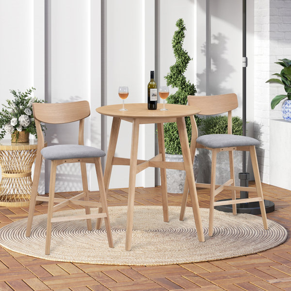 George Oliver Oversize Round Bar Table, Wooden High Top Kitchen Dining ...