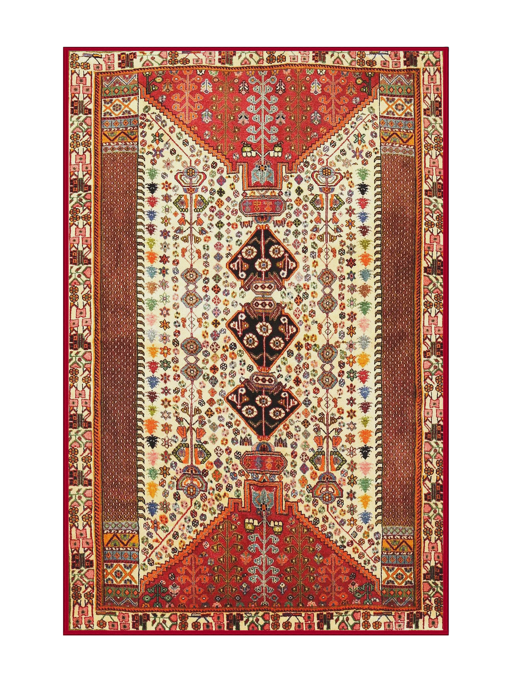 Bungalow Rose Hendy Traditional Red/Yellow Area Rug | Wayfair