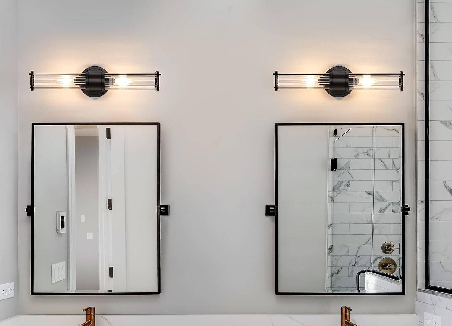 Hokku Designs Modern Bathroom Sconce Wall Lighting - Black Vanity Light ...