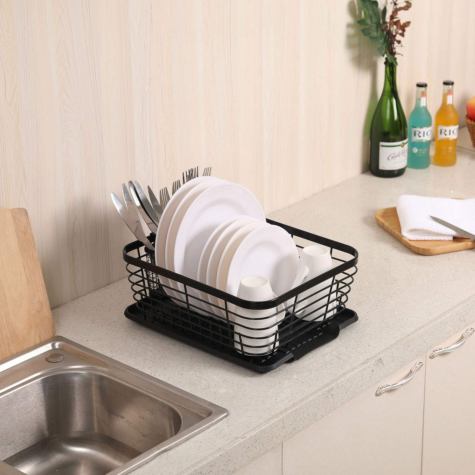 shuoli Kitchen Dish Drainer Rack With Drying Board And Full-Mesh ...