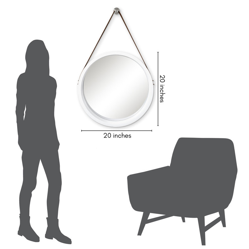 Ebern Designs Midgley 20x20 Round Mirror with Strap Circle Mirror for ...