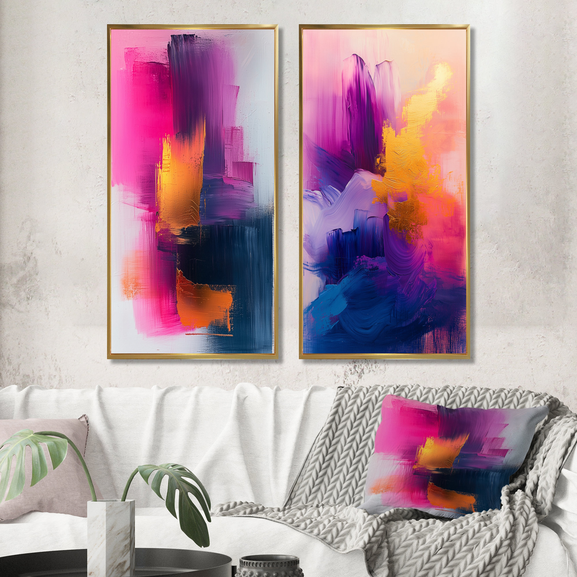 Ivy Bronx Gold Ethereal Dream I - Minimalism Line Wall Art 2 Pieces Set ...