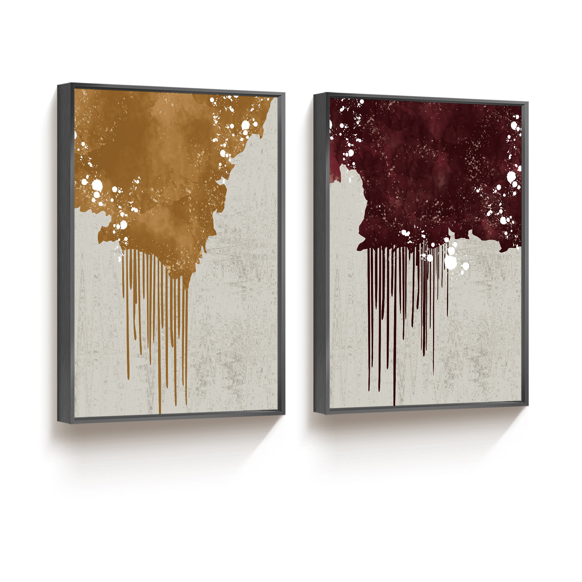 Ivy Bronx Luxury Aluminum Frame Canvas Art 2 Pieces Geometric Abstract ...