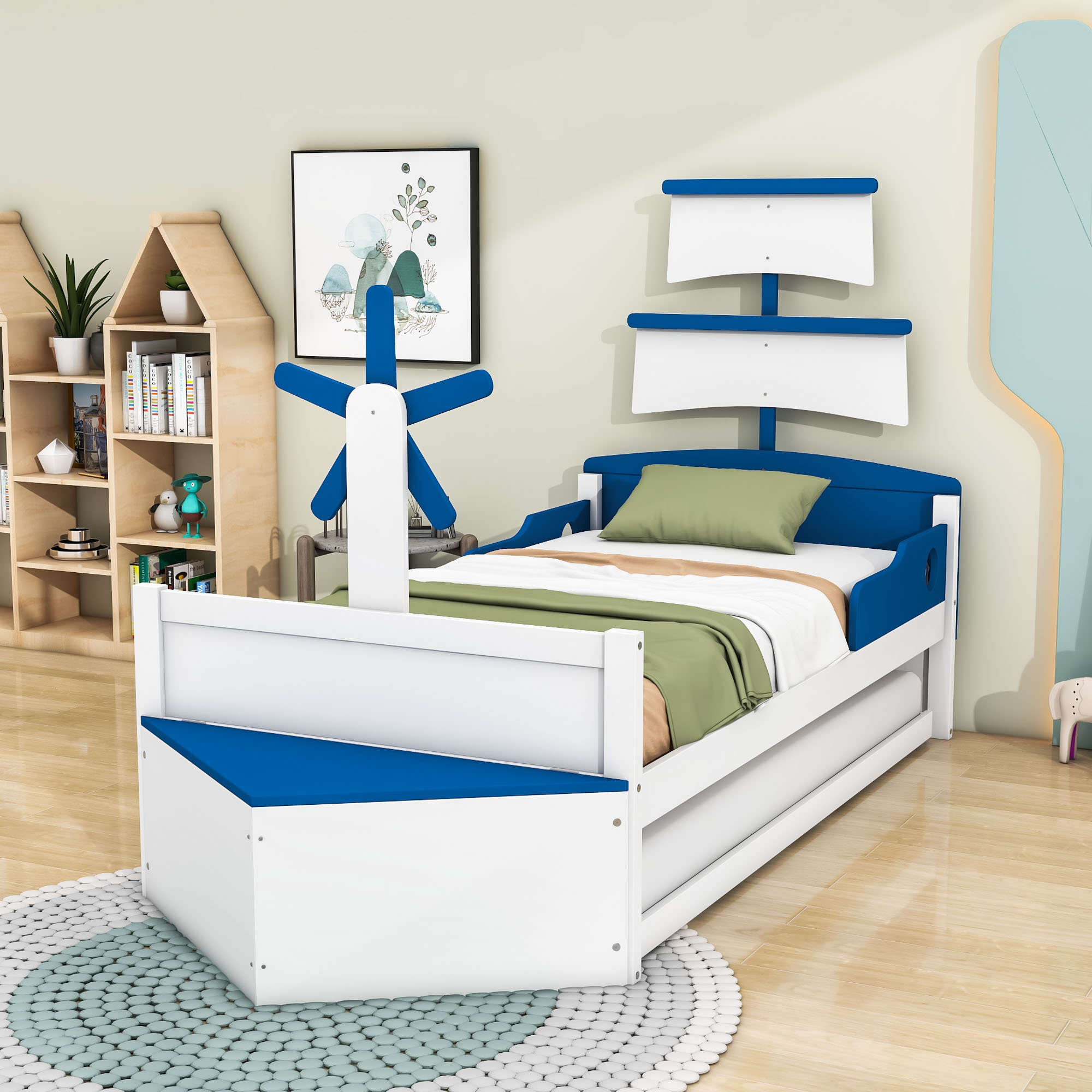 Sunside Sails Quintara Kids Twin Wood Boat-Shaped Platform Bed with ...