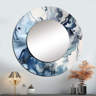 Design Art Blue And Grey Ethereal Elixir II - Abstract Round Mirror ...