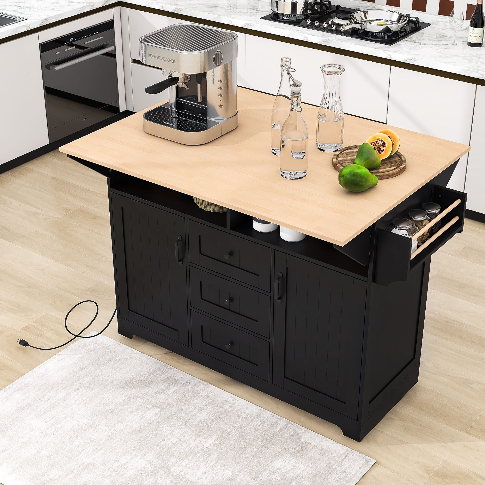 Lark Manor™ Carloz Rolling Kitchen Island Cart with Expandable ...