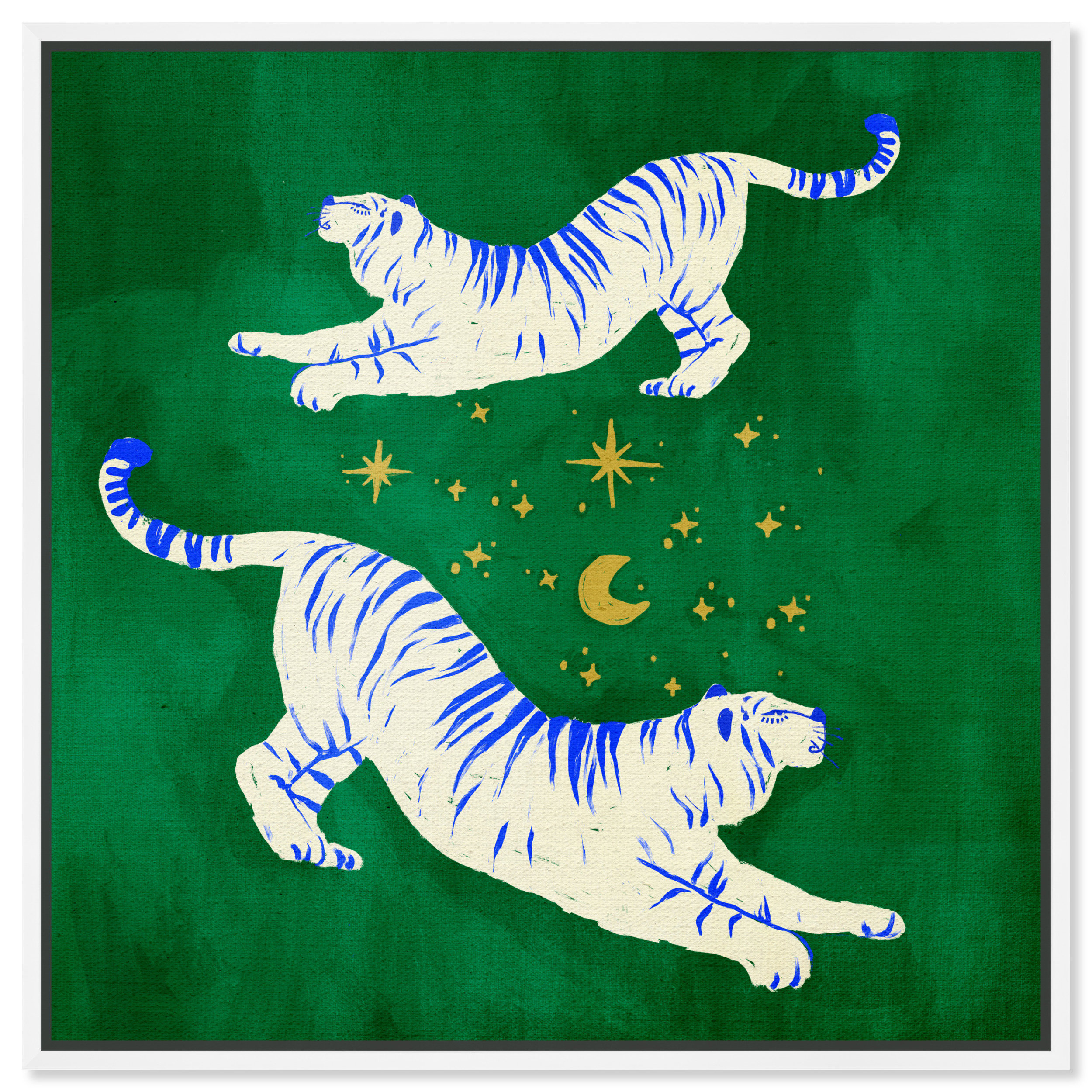 Bungalow Rose Emerald Tigers Dreaming by Oliver Gal - Floater Frame ...