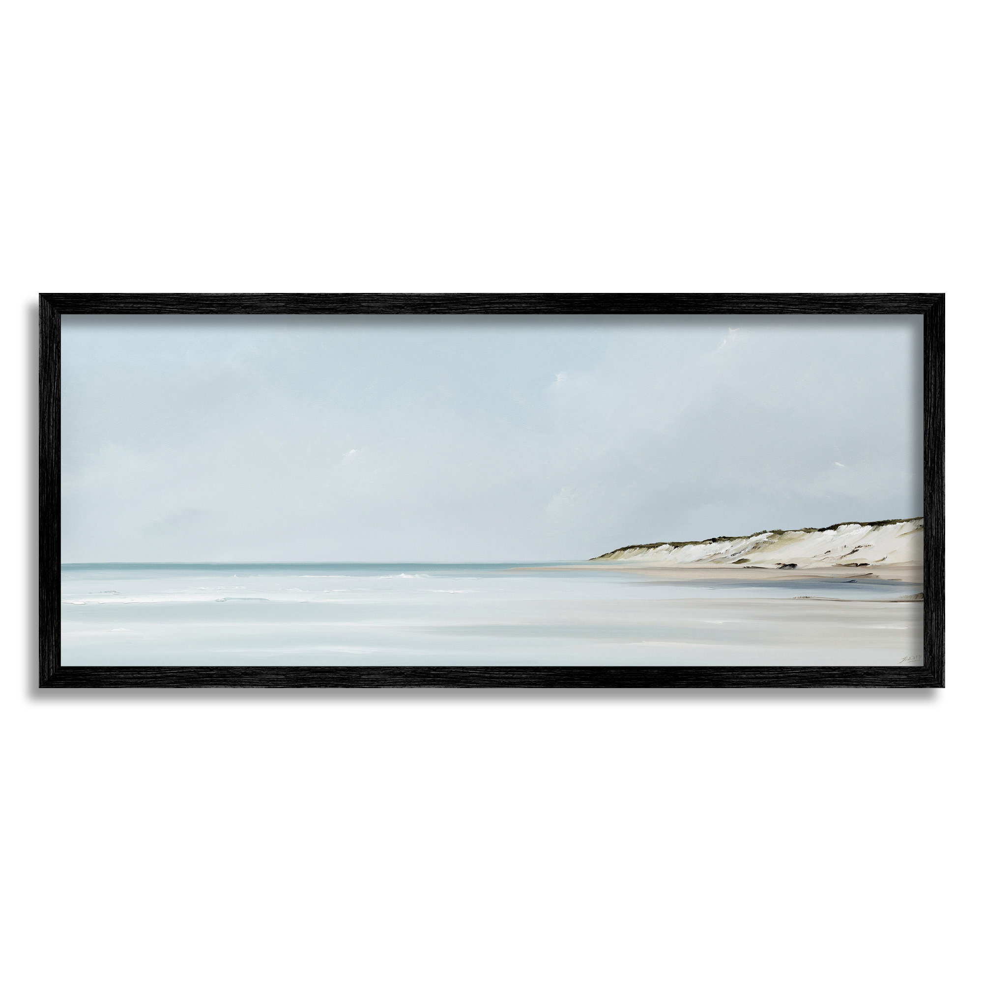 Stupell Industries Az-983-Framed Soft Blue Beach Landscape On Canvas by ...