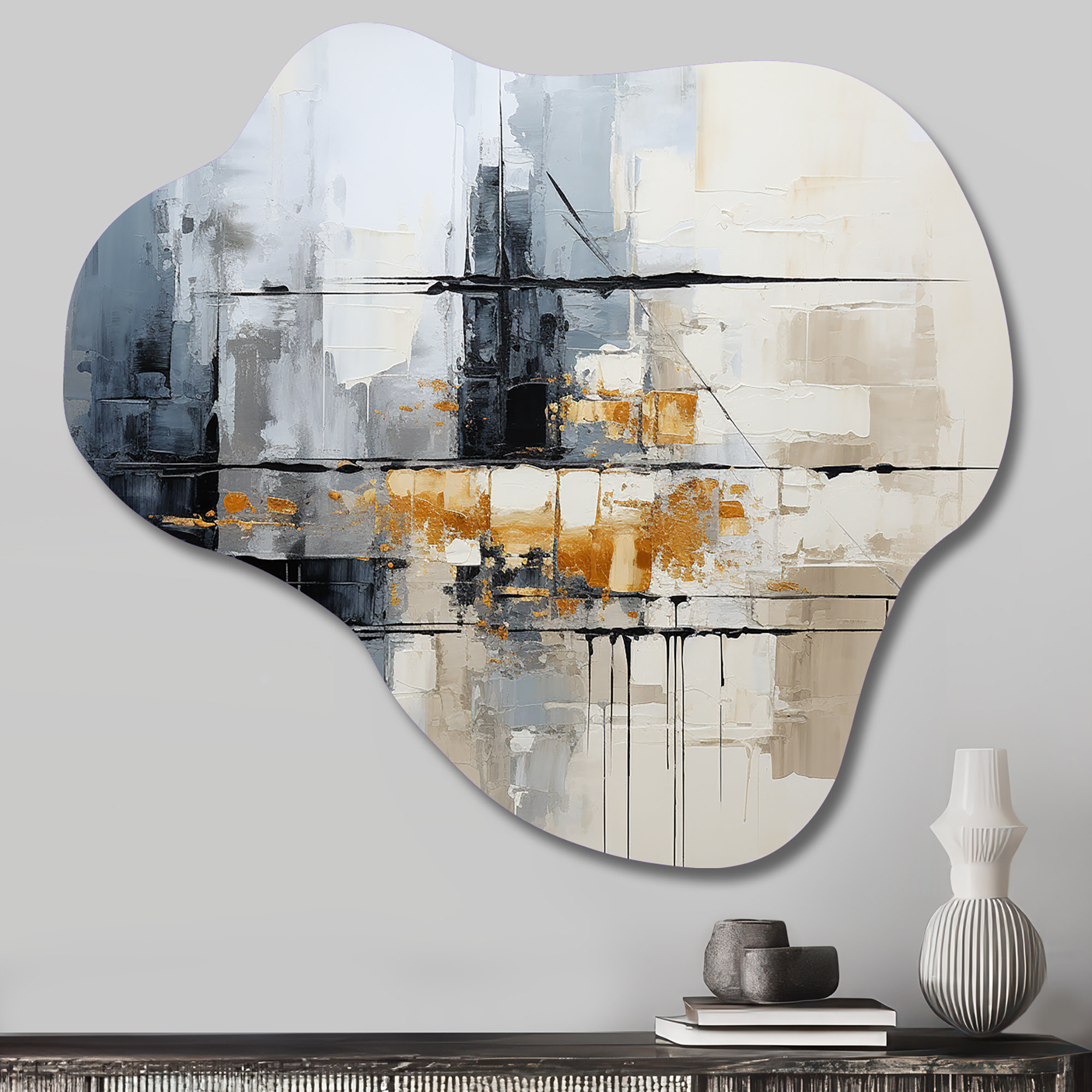 Design Art Grey Collage Reflections II - Abstract Collages Cloud Shape ...