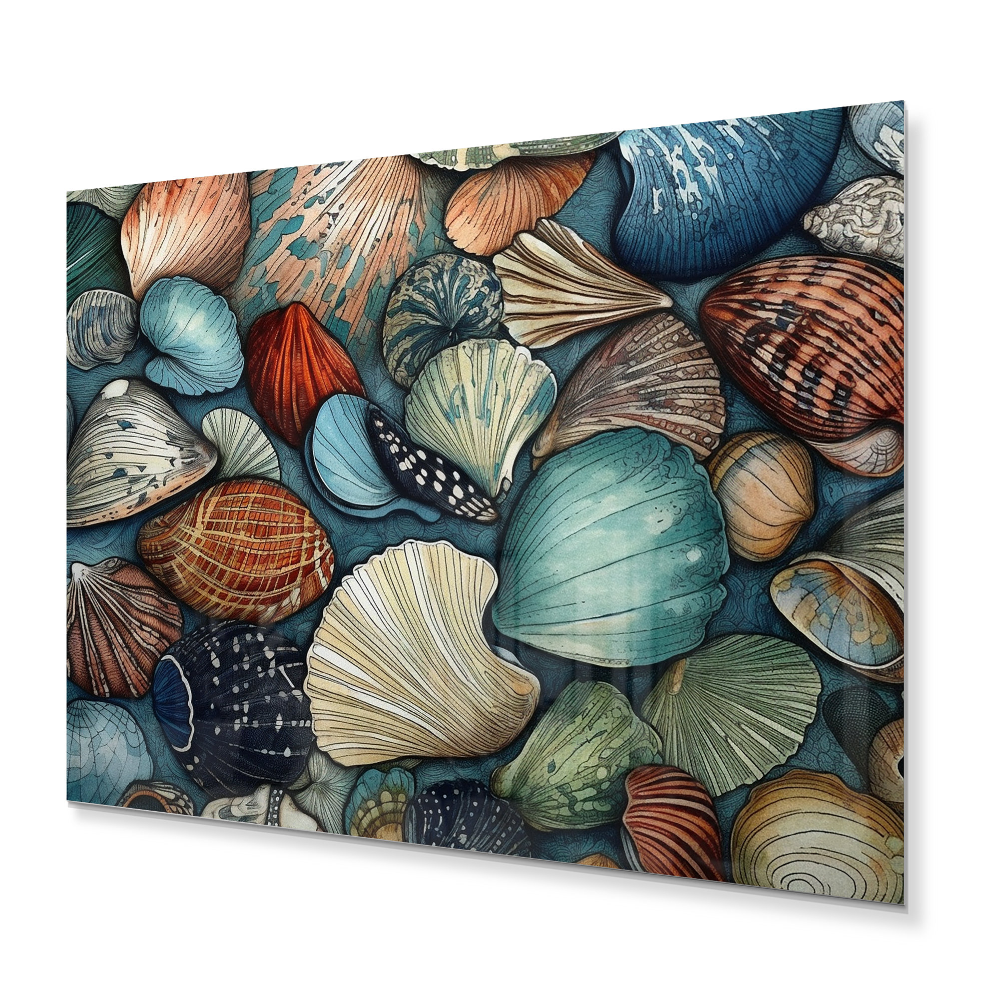 Dovecove Seaside Seashells II - Modern Landscape Beach Metal Wall Décor ...