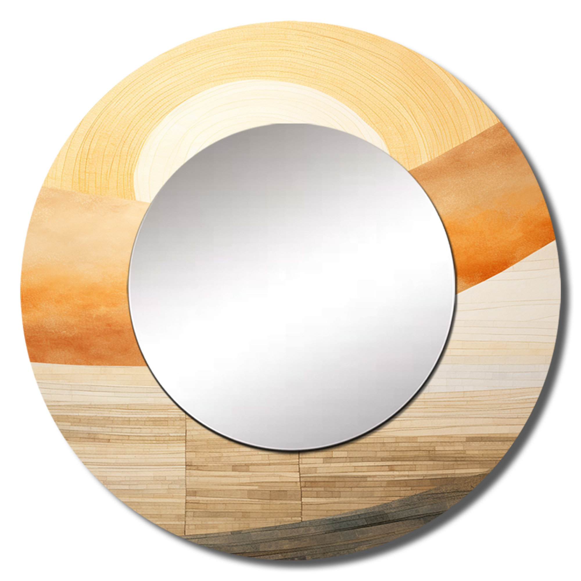 Design Art Geometric Beige Sunset Harmony I - Sunrisesunset Round ...