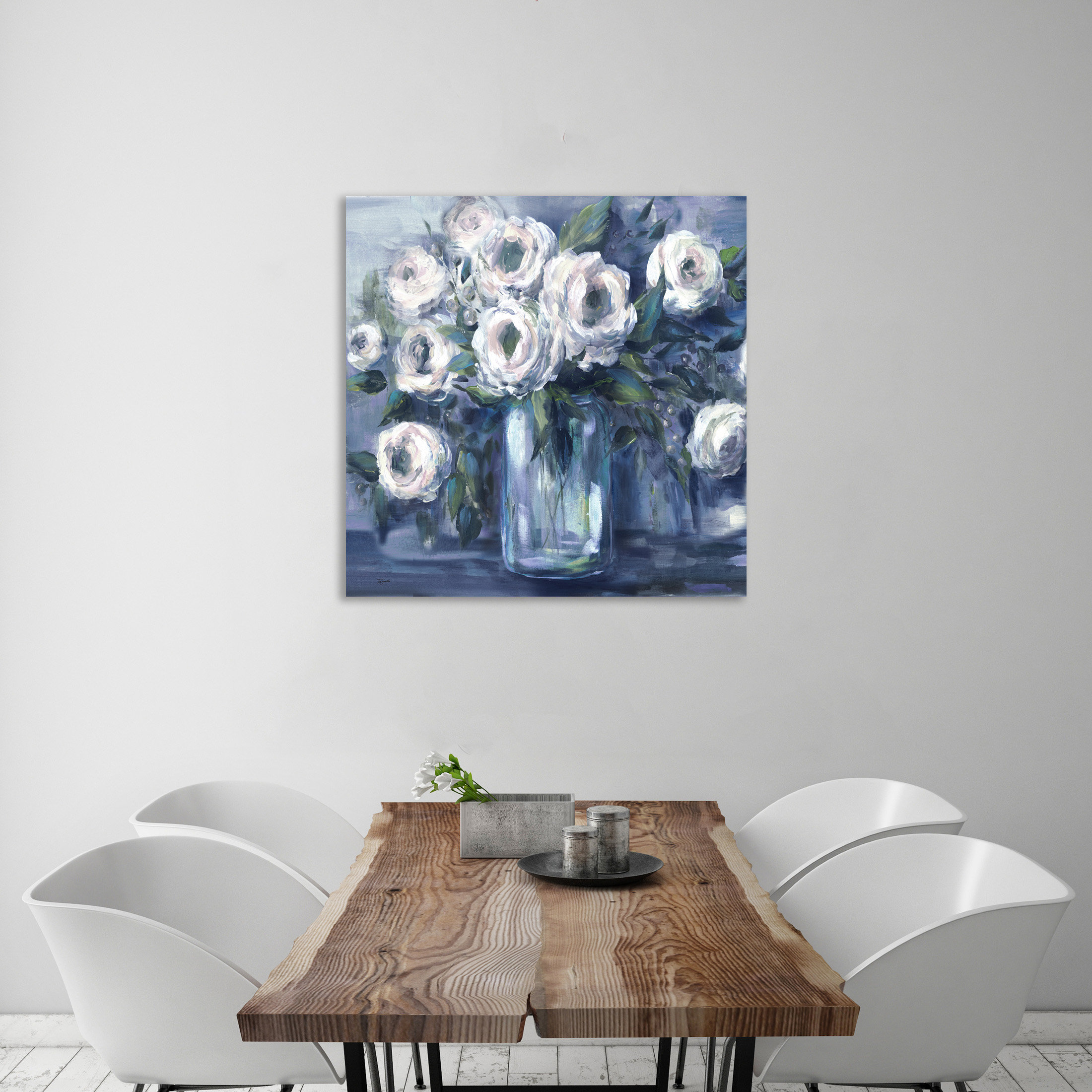 Winston Porter " Blooms In A Mason Jar: Indigo & White " | Wayfair