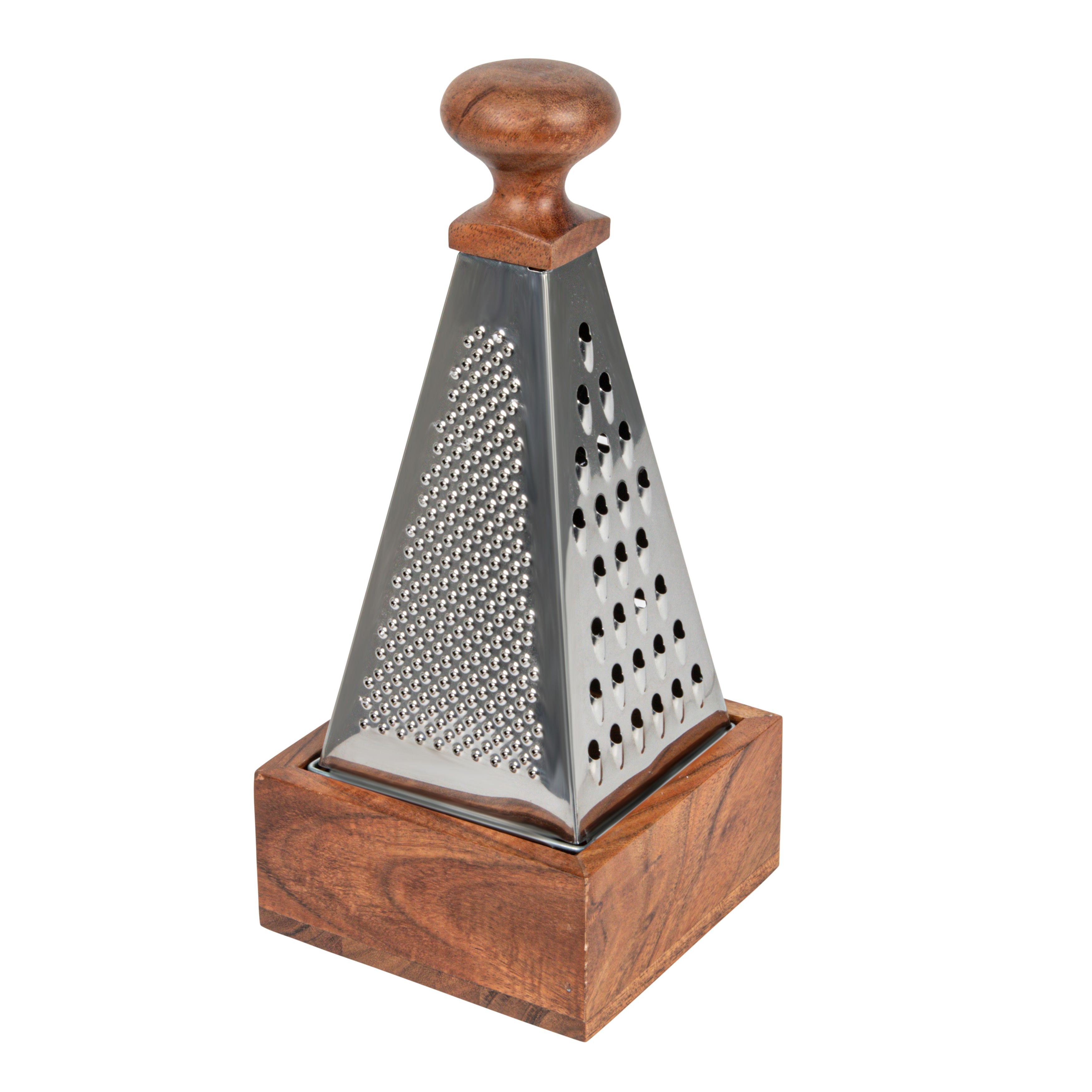 Creative Co-Op Handheld Stainless Steel Grater With Acacia Wood Handle ...