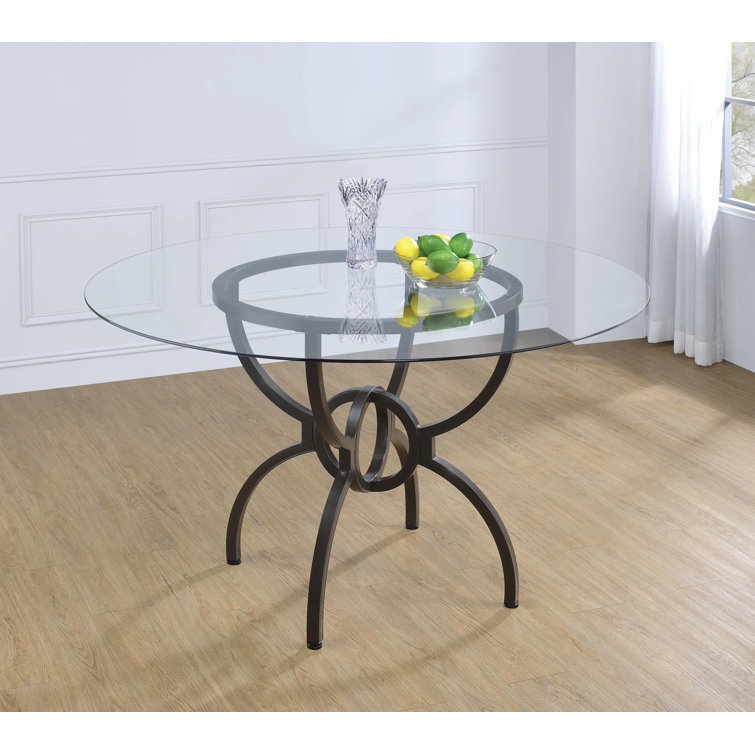 Mercury Row® Hayek Round Metal Dining Table Base Gunmetal | Wayfair