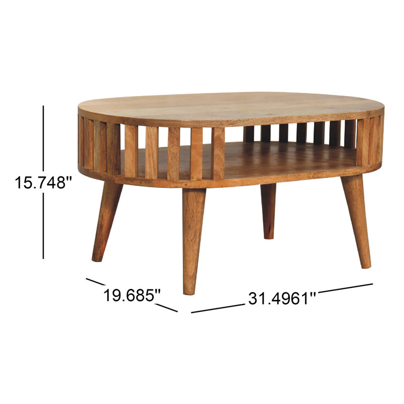 Millwood Pines Baltser Solid Wood 4 Legs Coffee Table with Storage ...