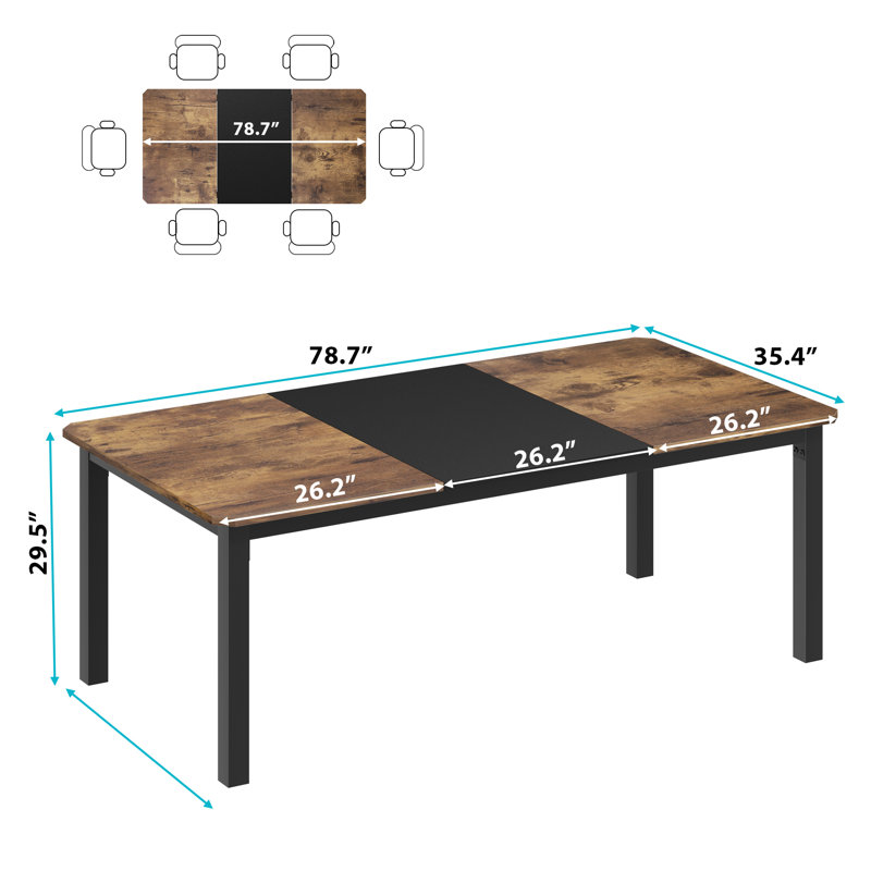 Bay Isle Home™ Rectangle 78.7 L x 35.4 W Dining Table ( Without chair ...