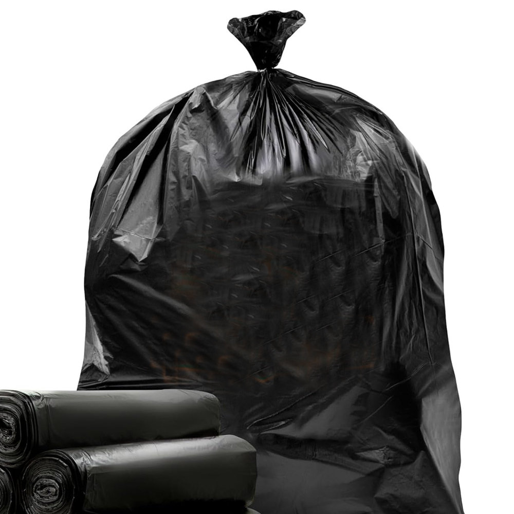 Norbi 100pcs Flat-Mouth Black Heavy-Duty Garbage Bag, Kitchen Office ...