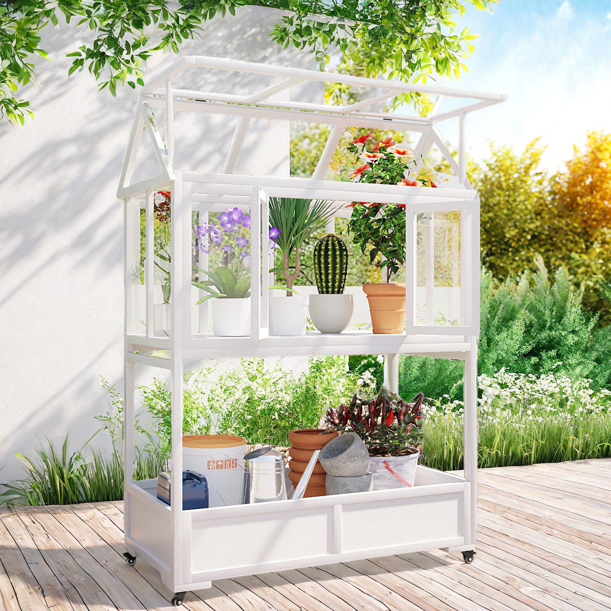 Urbanuniteusa Garden Wood Portable Cold Frame Greenhouse With Openable ...