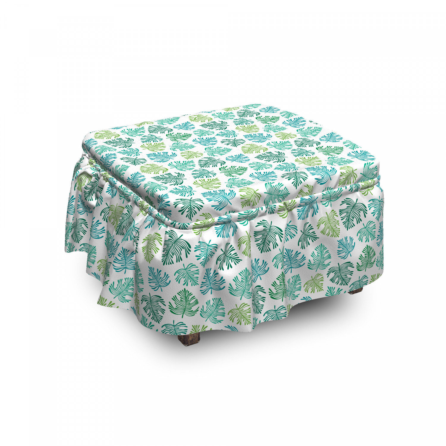 East Urban Home Exotic Tropic Leaves Ottoman Slipcover | Wayfair