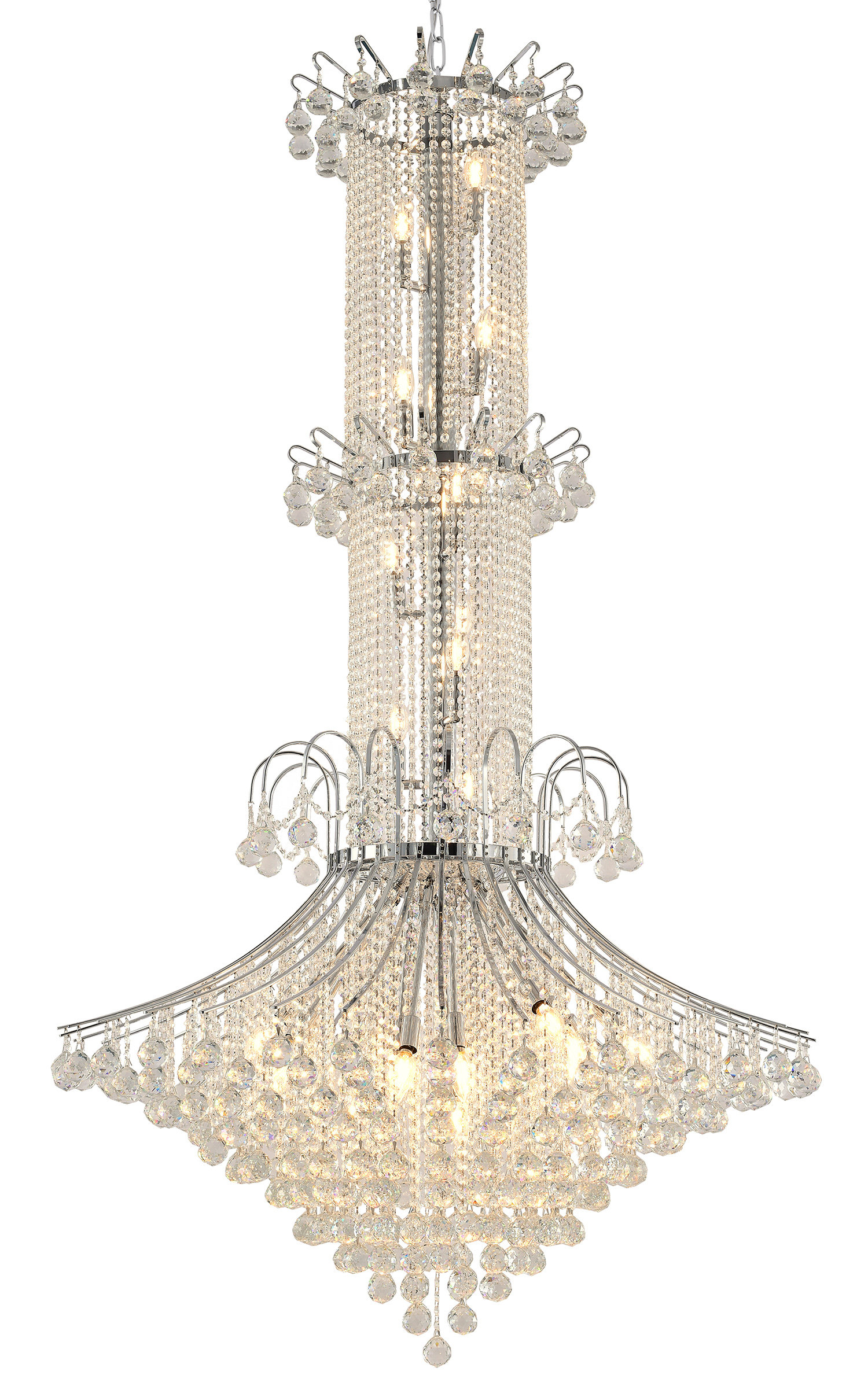 House of Hampton® Daury 20-Light Chrome Chandelier With Clear Crystal ...