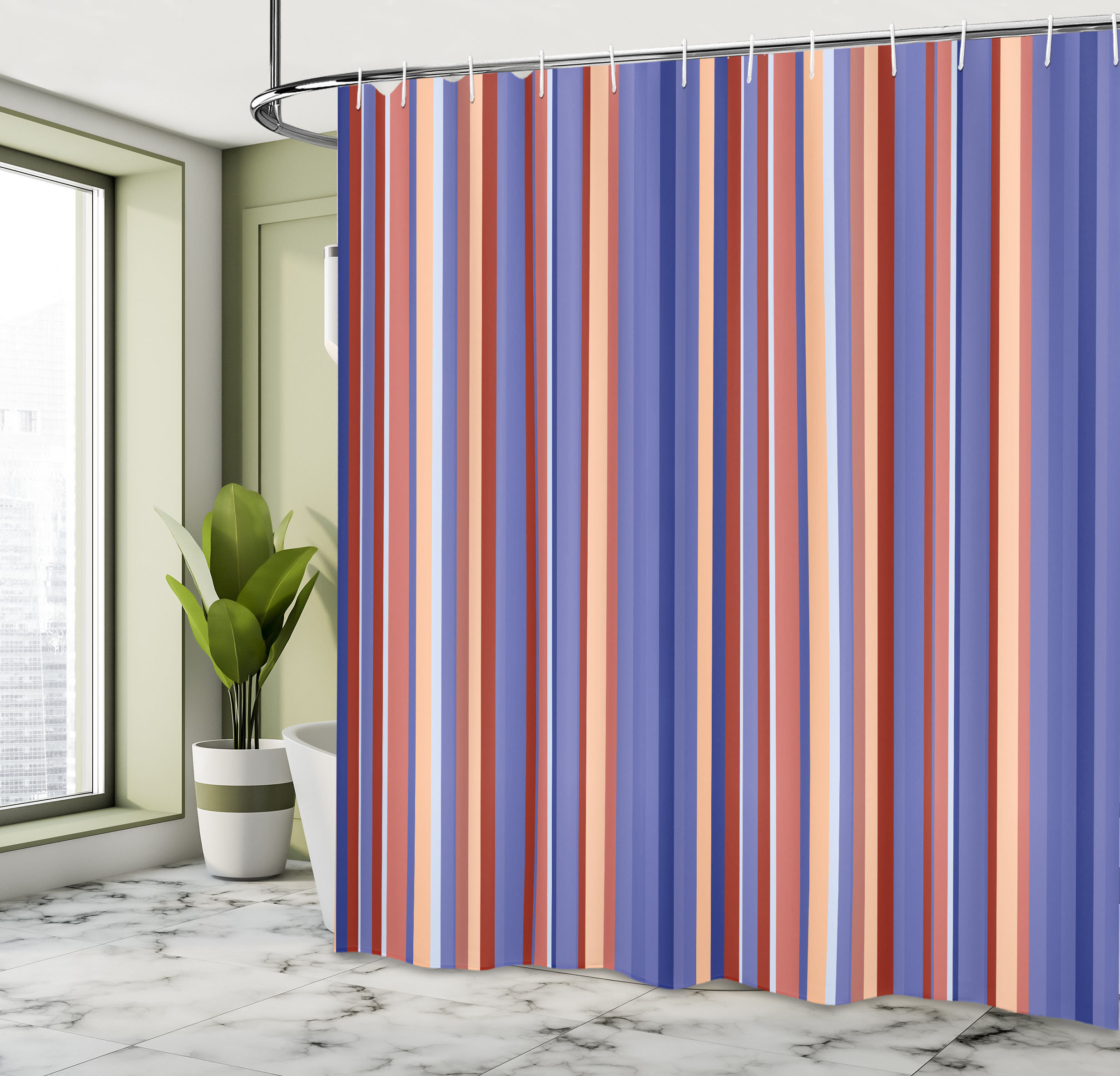 East Urban Home Elaren Abstract Shower Curtain Gradient Color Stripes ...