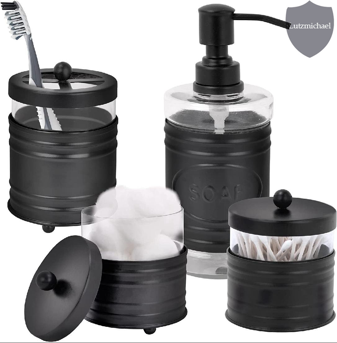 Red Barrel Studio® Zauria 4 Piece Matte Black Bathroom Accessory Set ...