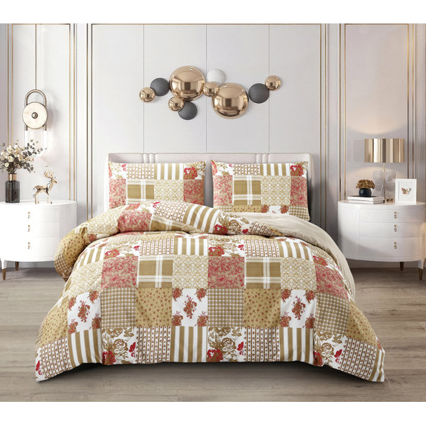 Textile Home Polyester Block Print Bedspread with Pillowcases | Wayfair ...