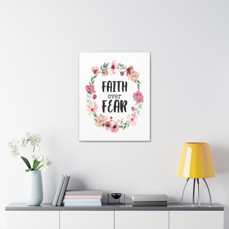 Fleur De Lis Living Faith Over Fear Floral Bible Verse Canvas Christian ...