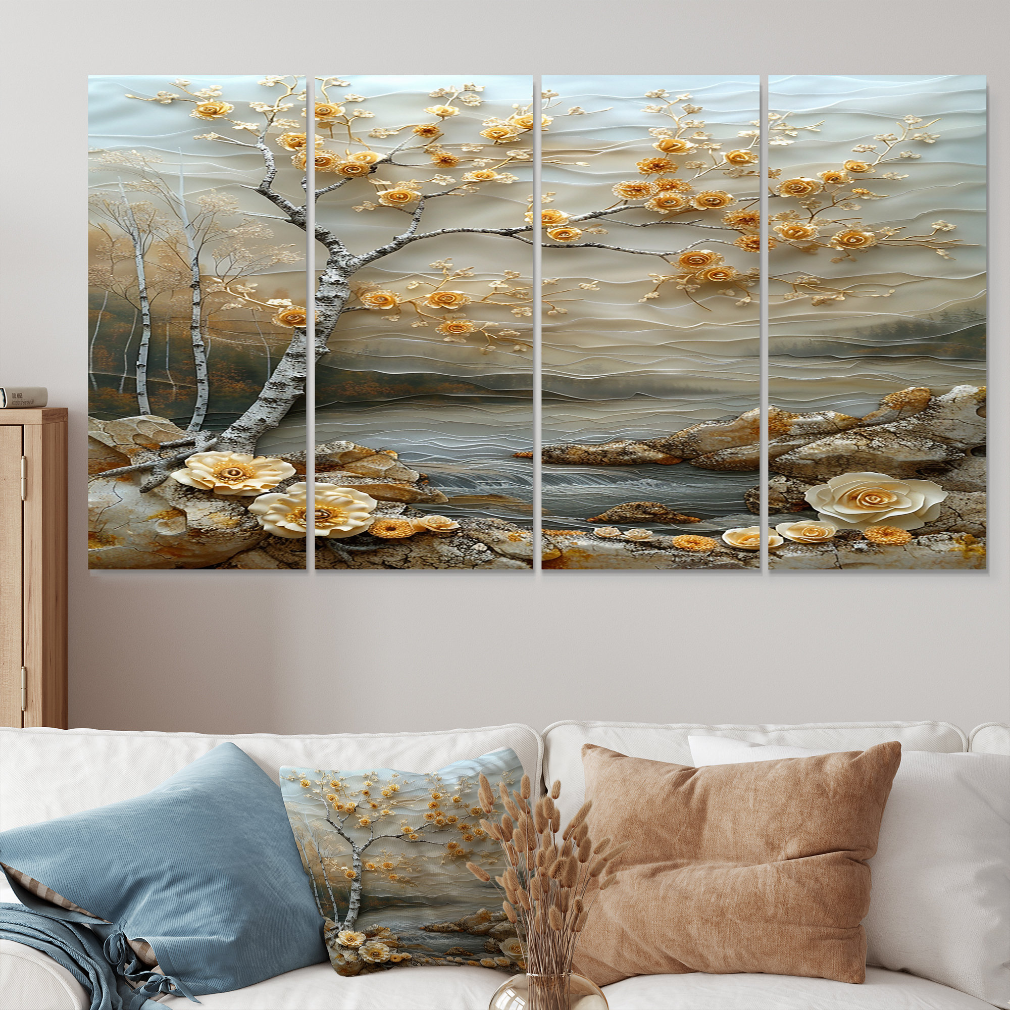 Millwood Pines Blossoming Birch By Silver River - Tree Birch Wall Art ...