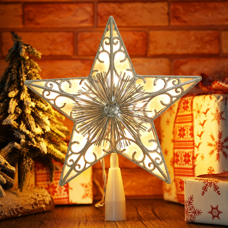 HIRVOK Silver Christmas Tree Topper | Wayfair
