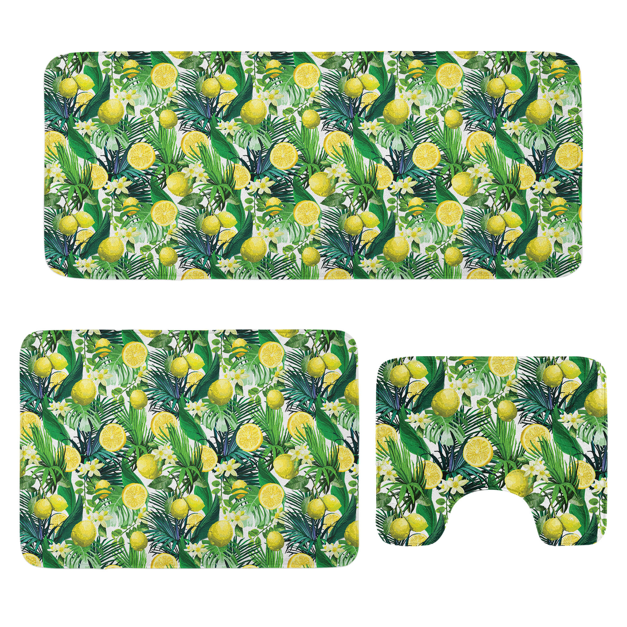 Latitude Run® Jungle Bathroom Rug Set 3 Pieces U-Shape & Rectangle Mats ...