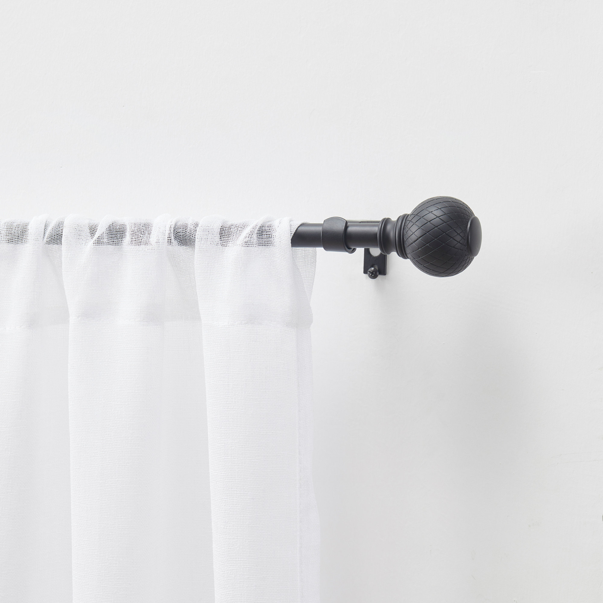 Martha Stewart Bergen Rod And Finial Set, 48'' - 86In, Matte Black ...