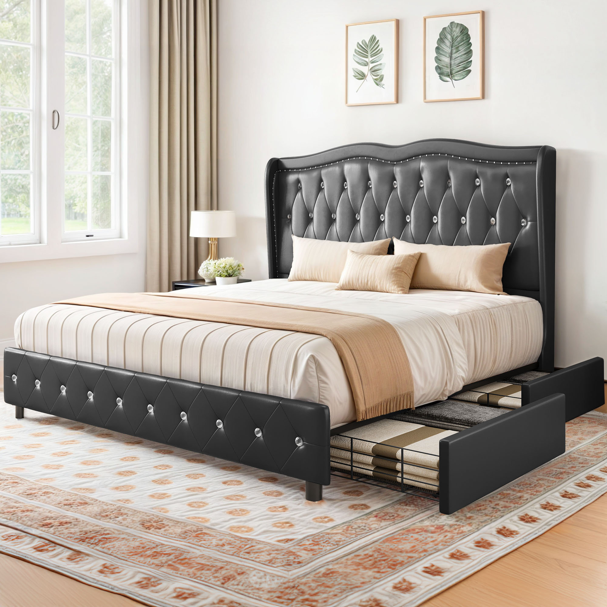 Red Barrel Studio® Camelback Upholstered Tufted Storage Bed | Wayfair