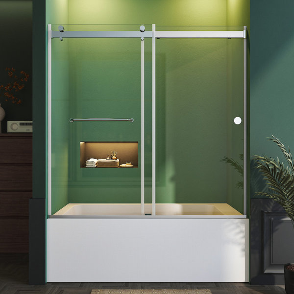 Foskbaths Bathtub Sliding Door 55"-60"W x 56"H 5/16" Tempered Glass ...
