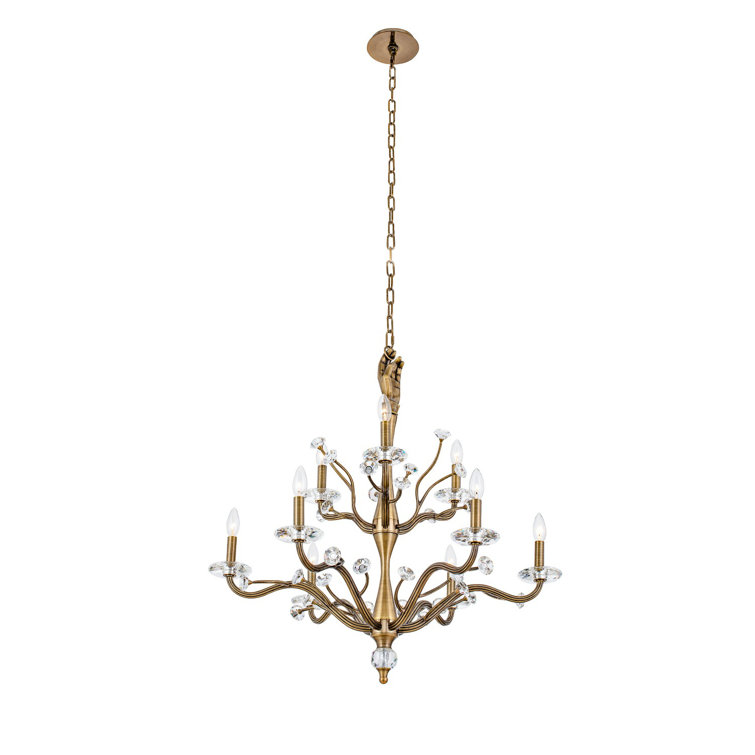 Kalco 9 - Light Solid Brass Dimmable Tiered Chandelier | Wayfair