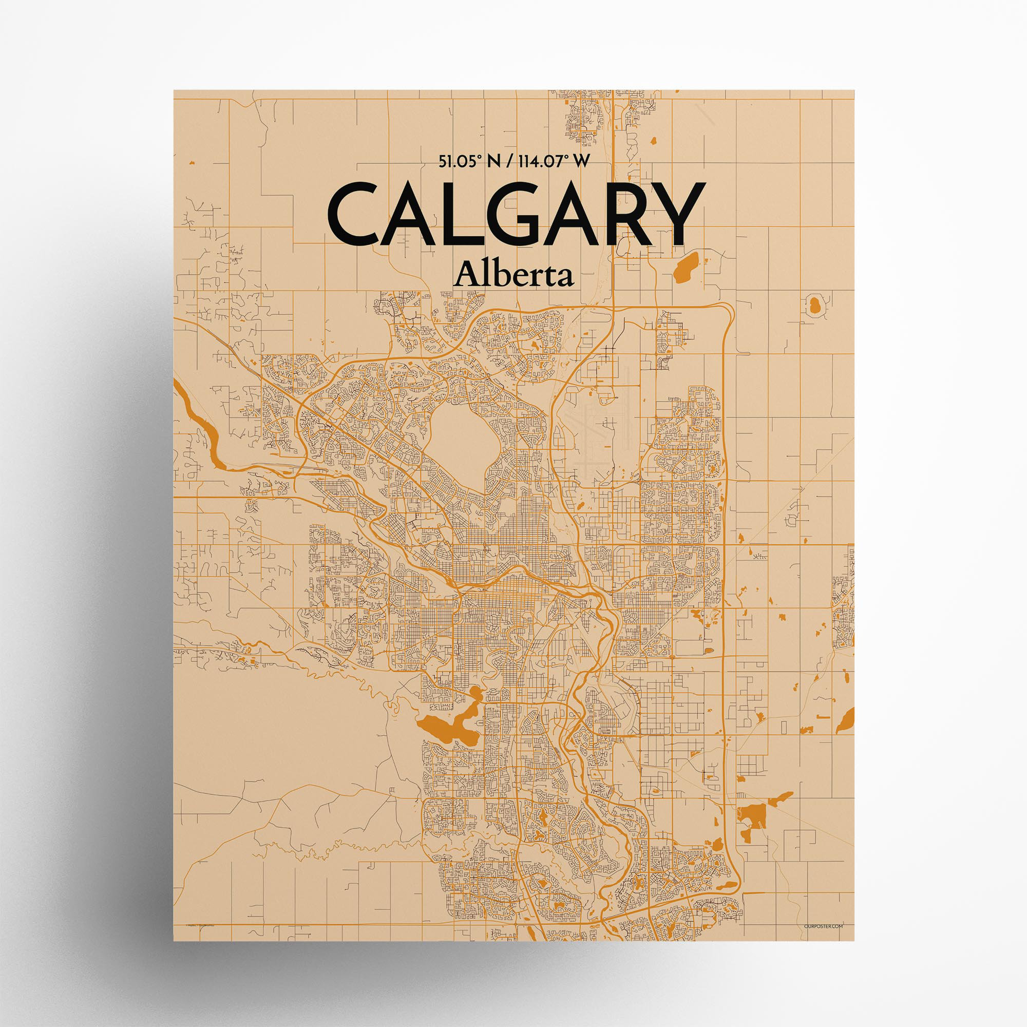 17 Stories Calgary City Map Graphic Art In Vintage | Wayfair