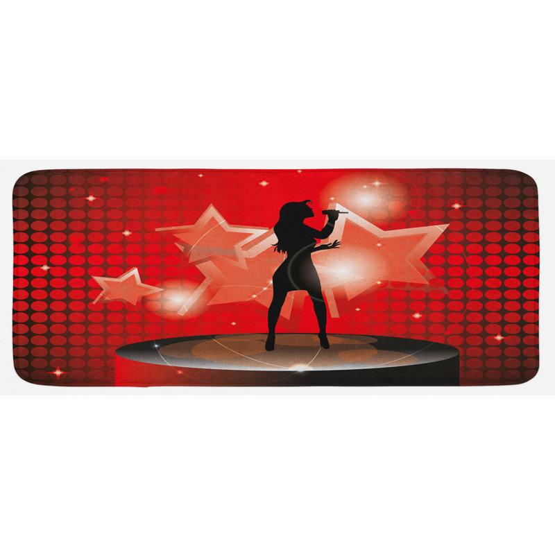 East Urban Home Young Singer Woman On Stage Performing With Star Dotted ...