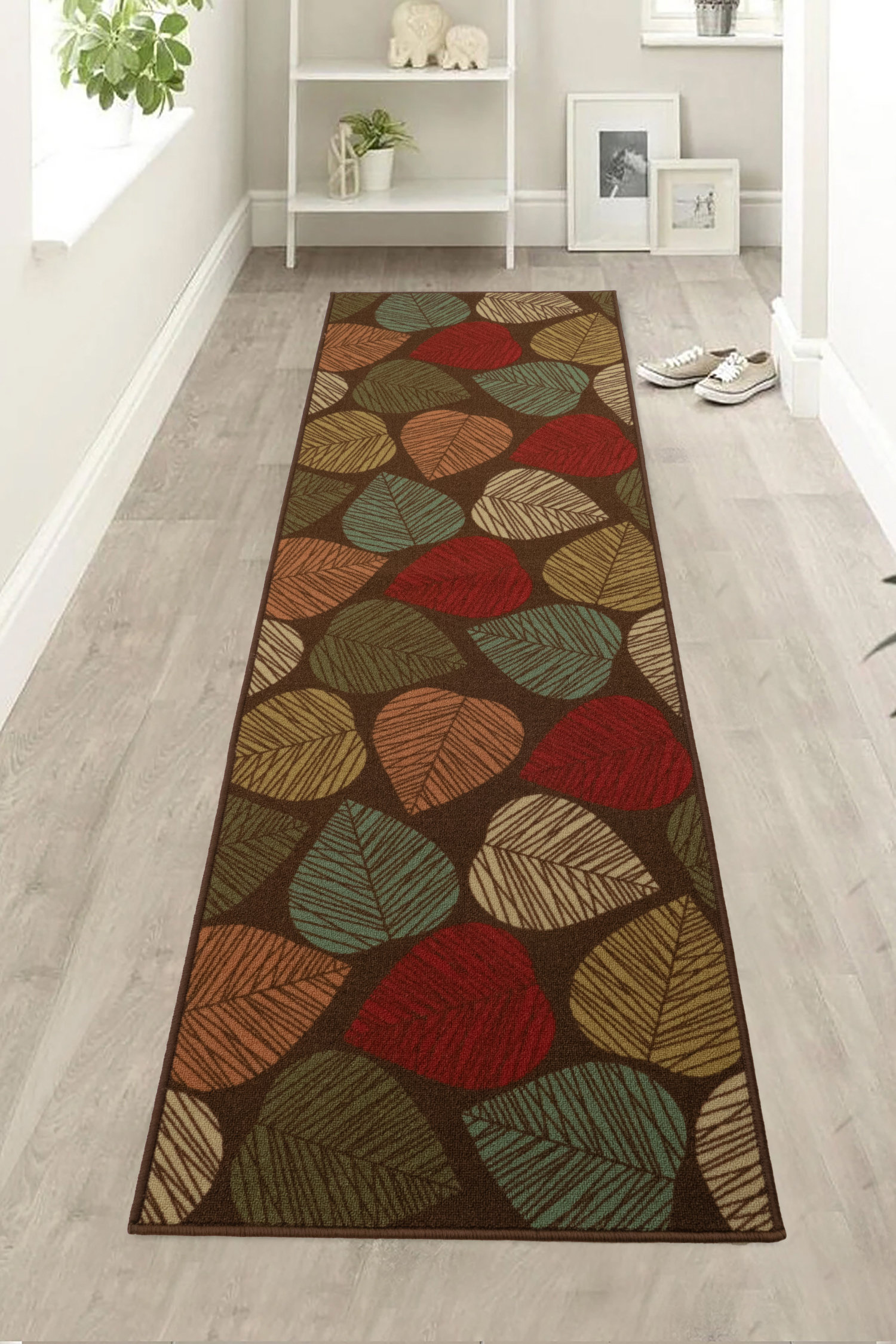 Red Barrel Studio Custom Size Rug Floral Leaves Low Pile Slip Resistant ...