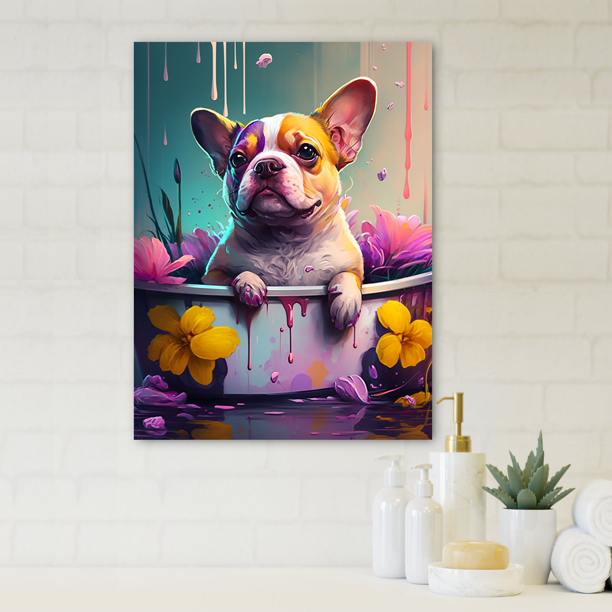 Trinx Funny Dog In The Tub I - Animals Canvas Wall Art - Wayfair Canada