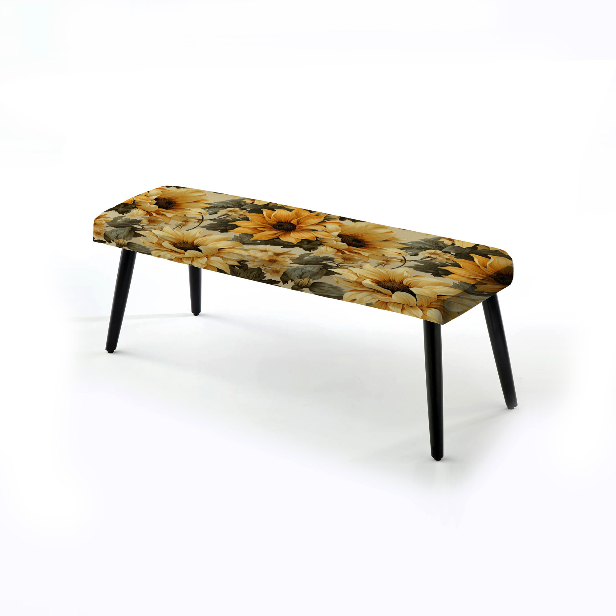 George Oliver Oketa - Floral Upholstered Black Bench | Wayfair