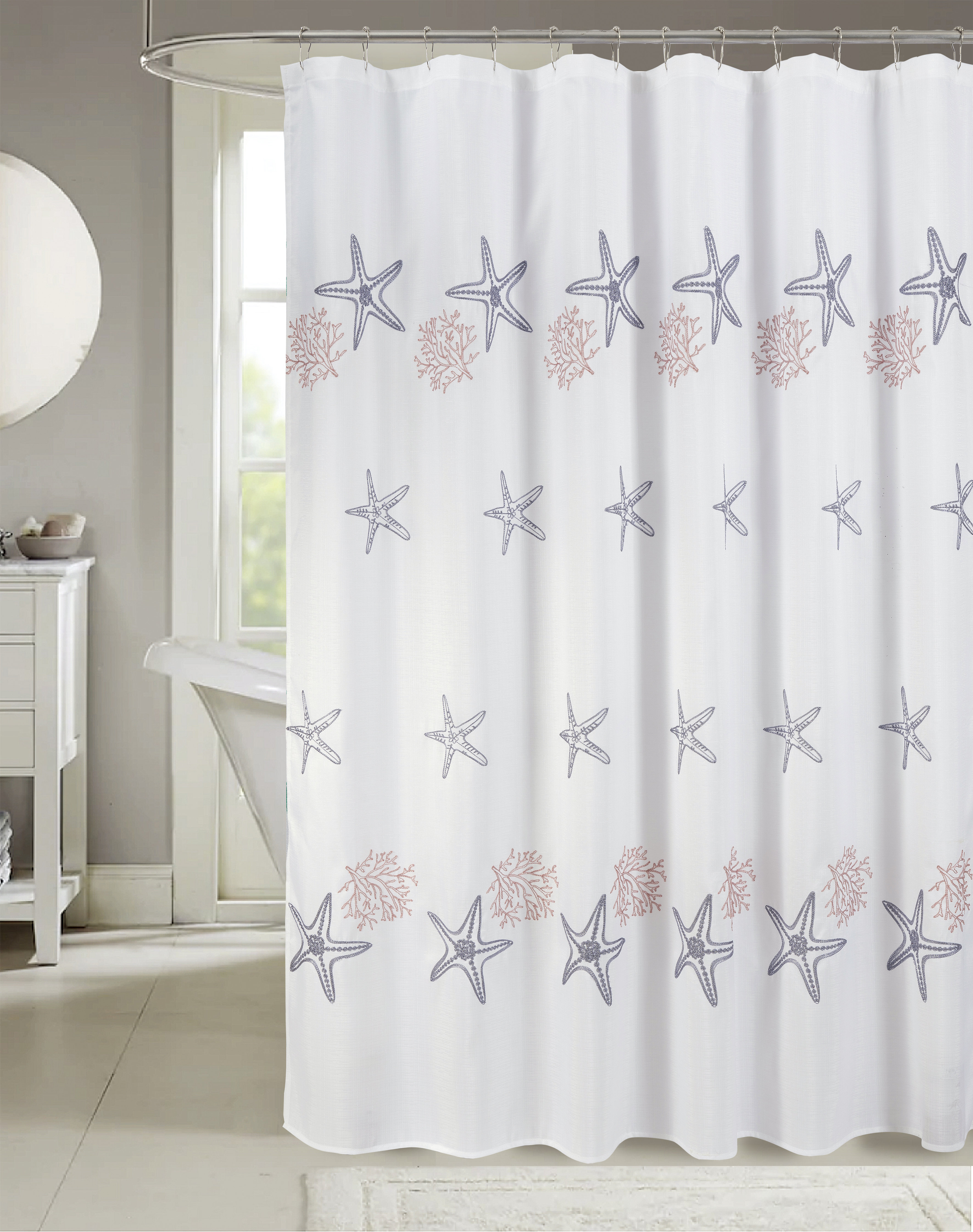 Highland Dunes Aarick Coastal Starfish Shower Curtain | Wayfair