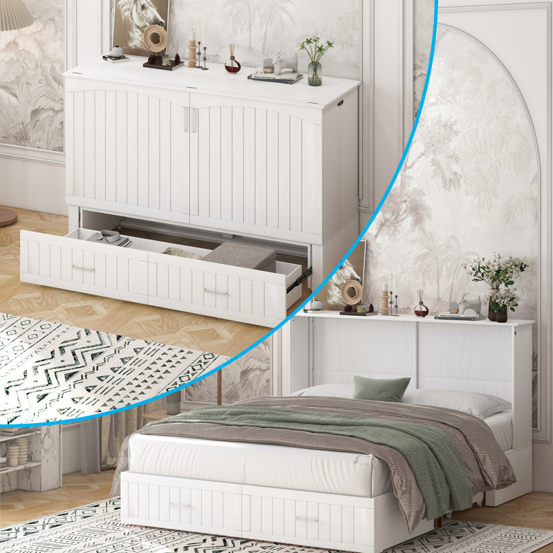 Latitude Run® Murphy Bed With Foam Mattress, Cabinet Bed With Charging ...