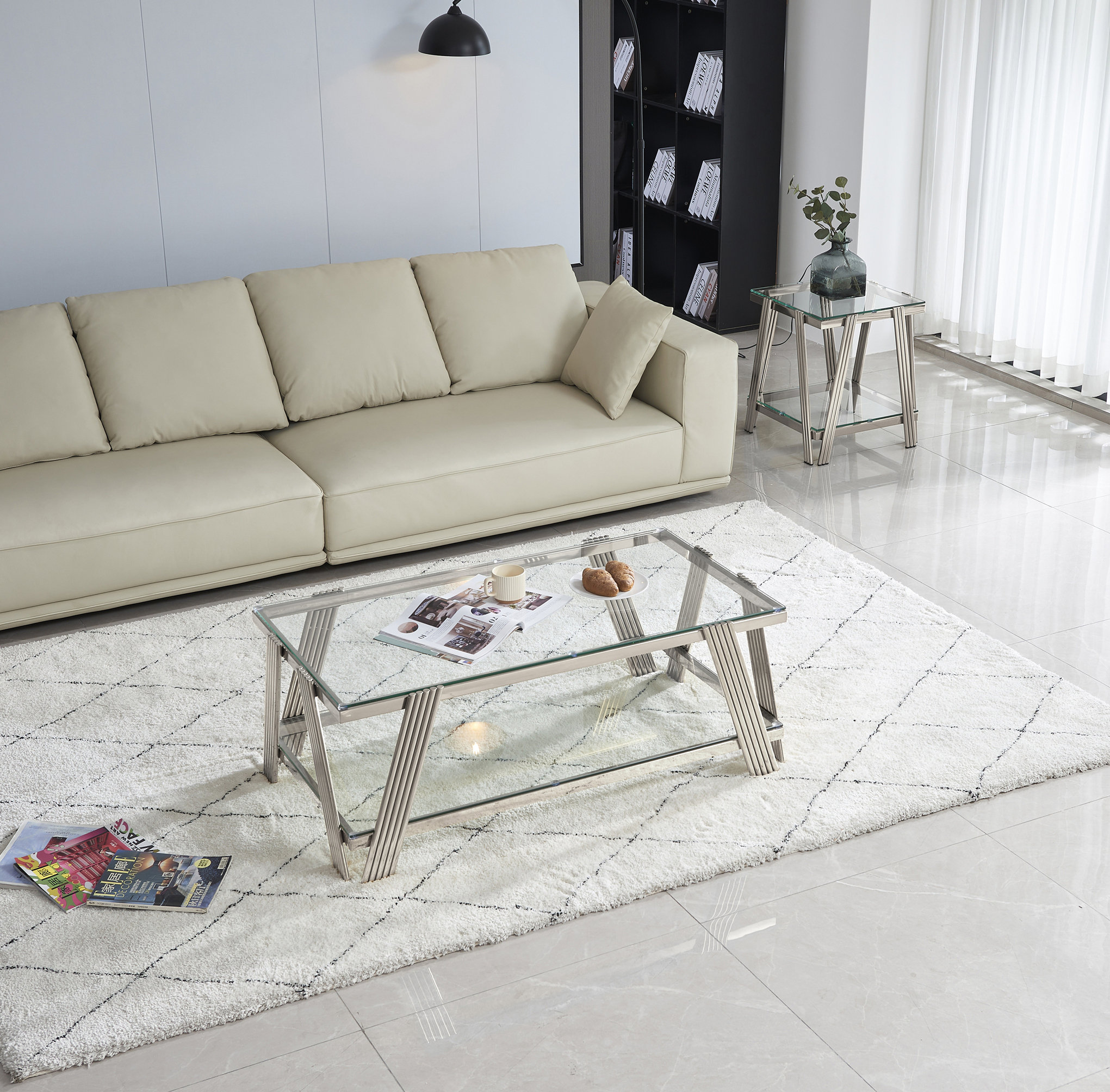 Hokku Designs Modern Stainless Steel Coffee Table Set (Set Of 2 ...