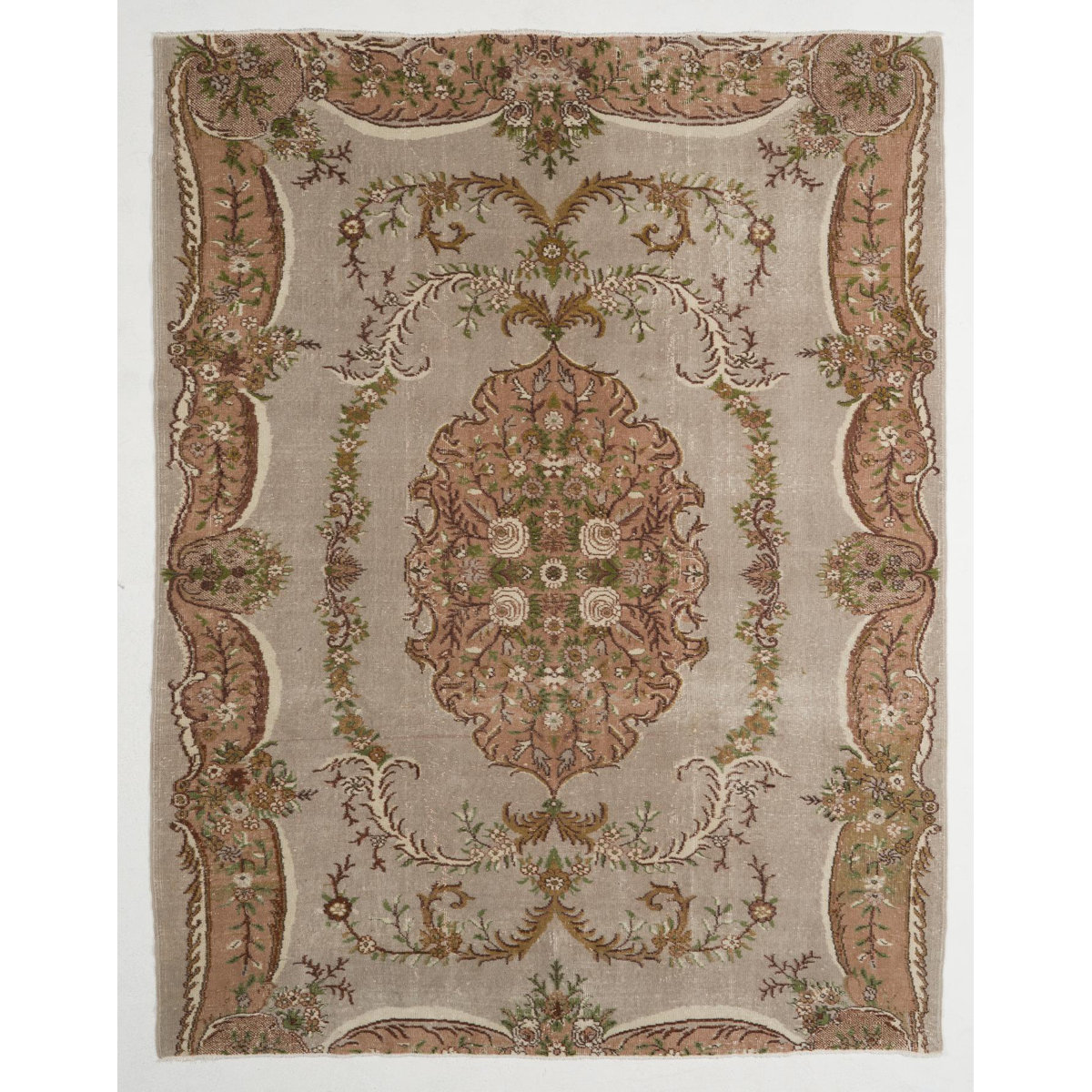 Bungalow Rose Aubusson-Inspired Vintage Turkish Handmade Wool Rug in ...