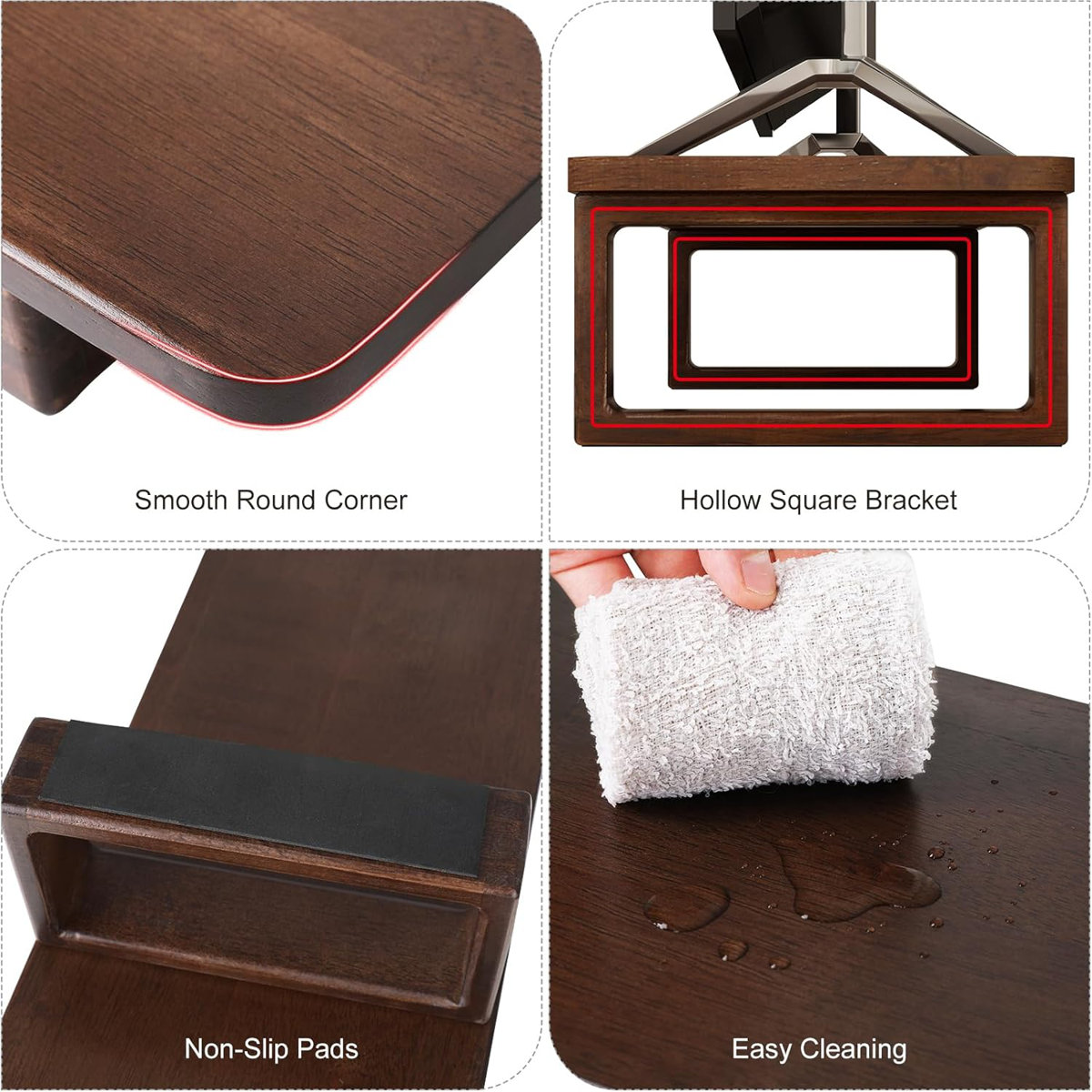 Latitude Run® Lief Dual Monitor Stand Riser 2 Heights Adjustable Wood ...