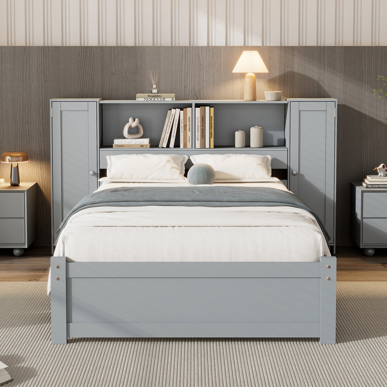 Latitude Run® Platform Rexine with Storage Headboard and Lockers | Wayfair