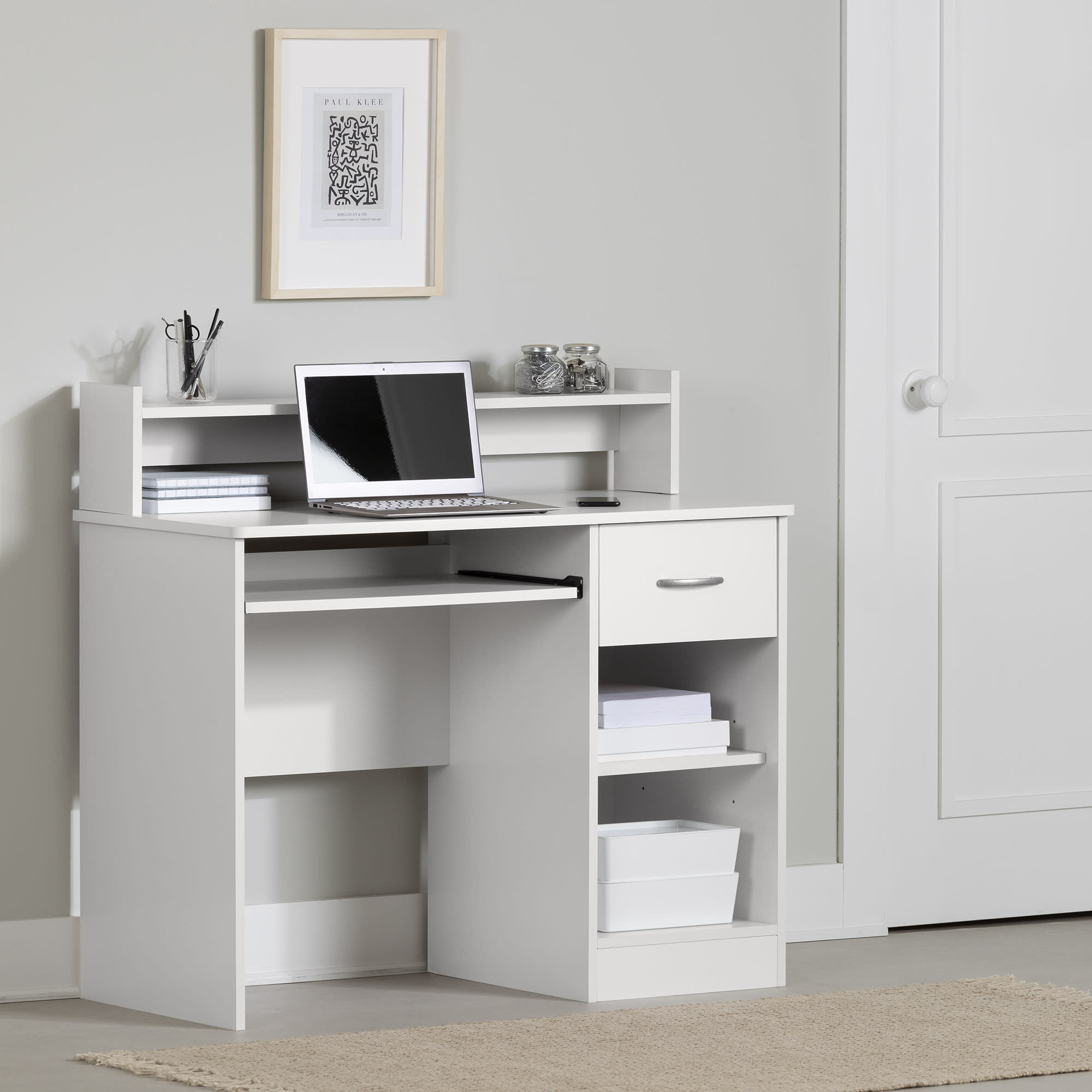 South shore axess small desk in pure black store
