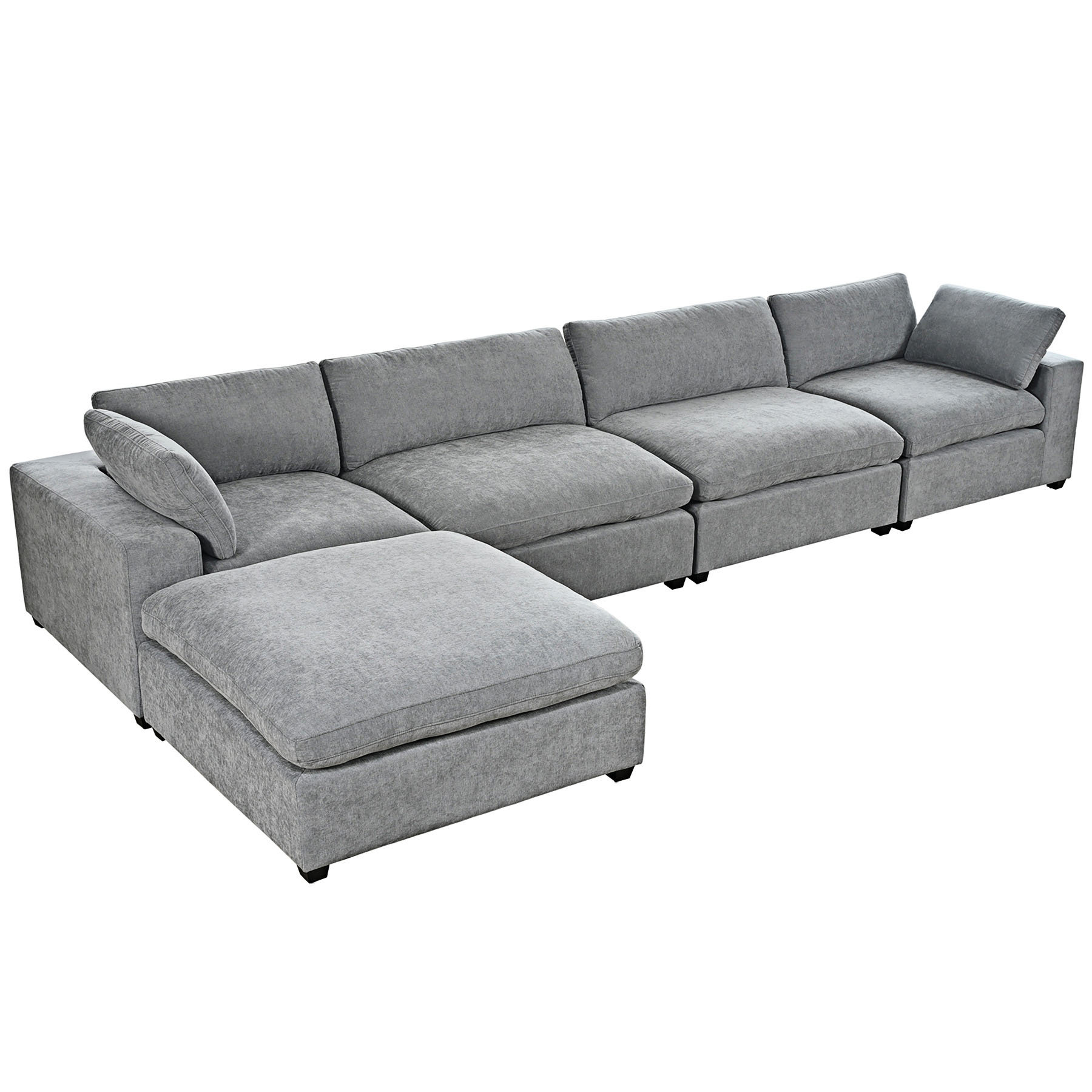 Hokku Designs Upholstered Modular Sectional Sofa with Removable Ottoman ...