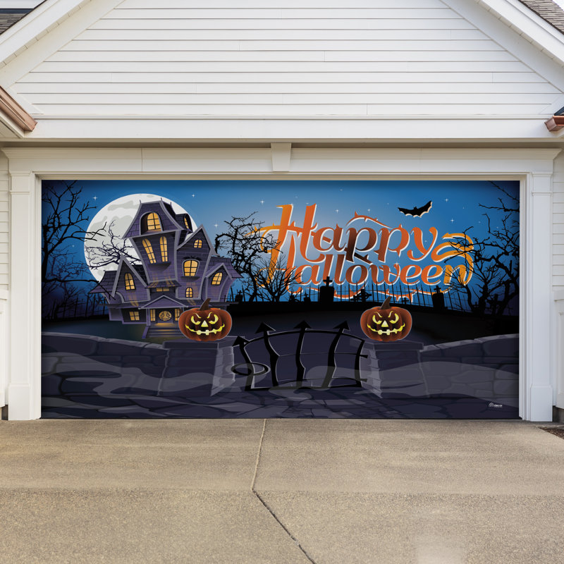 The Holiday Aisle® Haunted Mansion 7' x 16' Halloween Double Garage ...