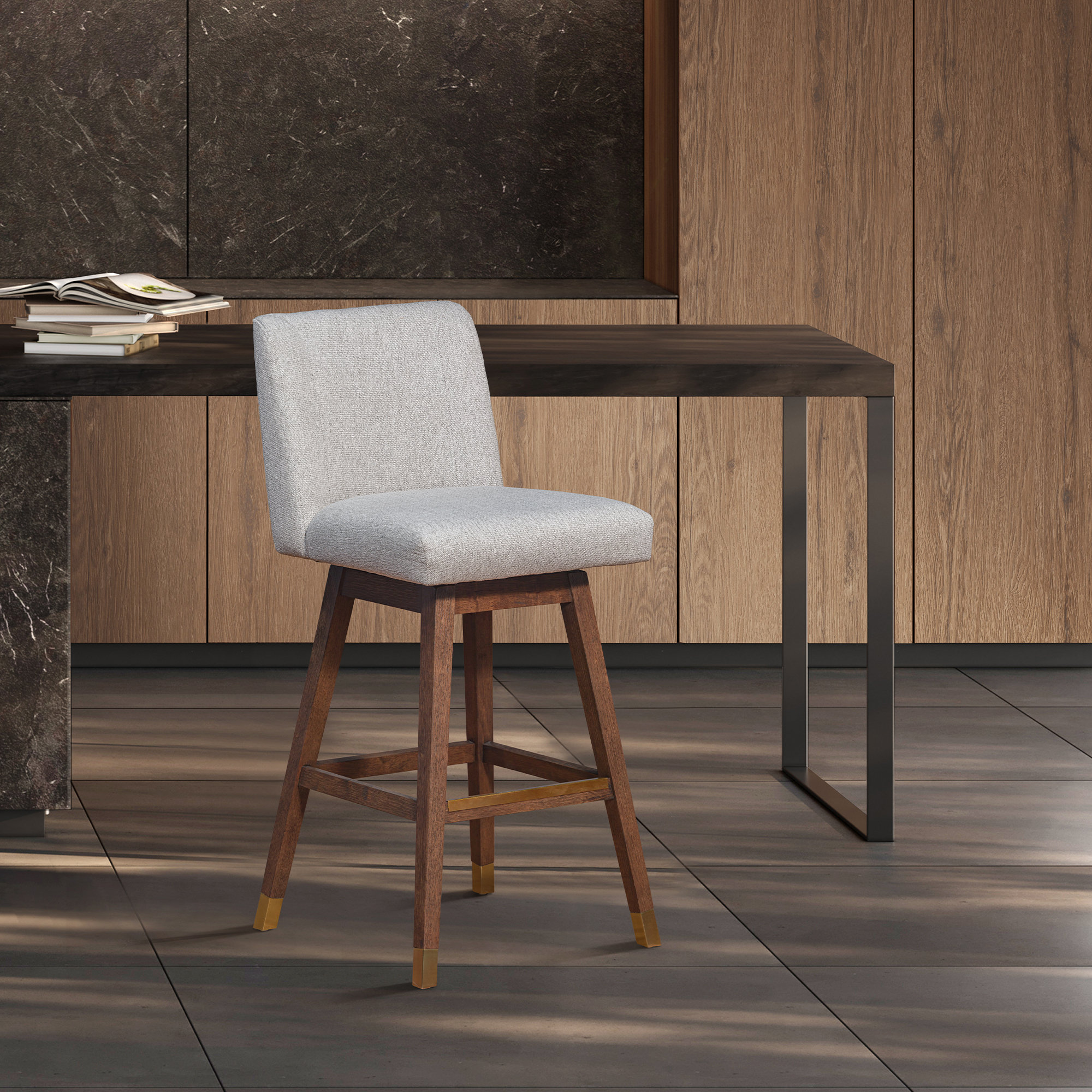 Wade Logan Araf Modern Swivel Counter or Bar Height Bar Stool in Fabric ...